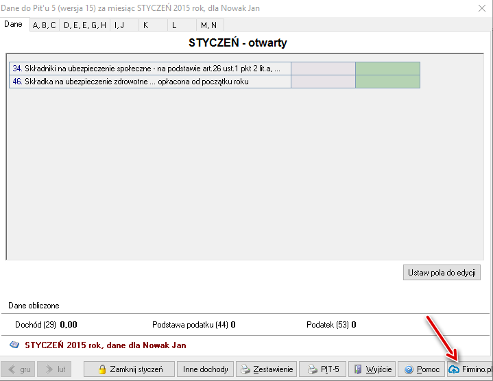Wysyłanie rozliczenia właścicieli (PIT-5) z programu Ala na konto użytkownika Firmino ...