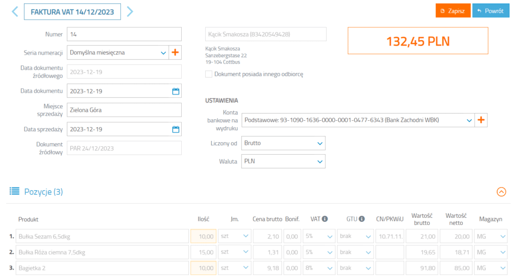 Wystawianie faktury do paragonu - Streamsoft Firmino